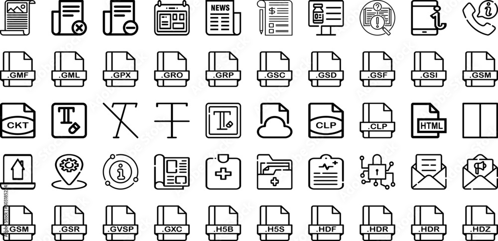 Set Of Format Icons Collection Isolated Silhouette Solid Icons ...