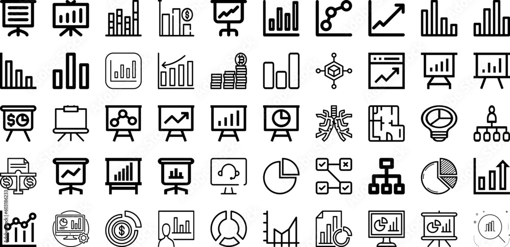 Set Of Diagram Icons Collection Isolated Silhouette Solid Icons ...