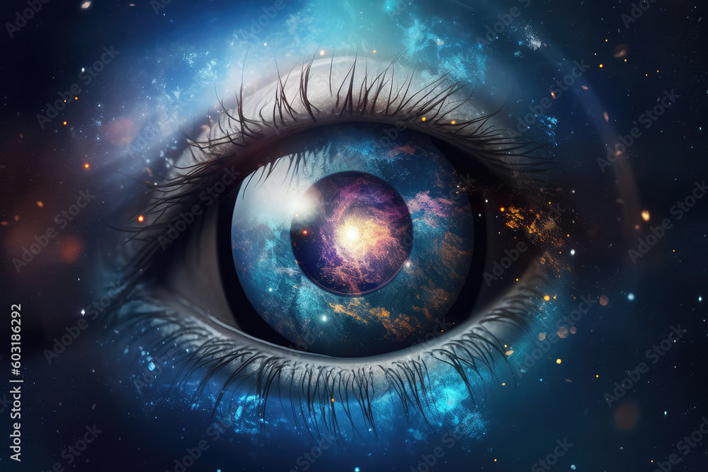Eye of universe made of stars, clouds and galaxies, generative AI Stock ...