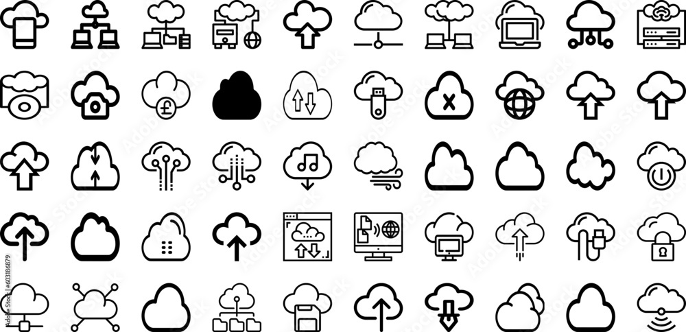 Set Of Storage Icons Collection Isolated Silhouette Solid Icons ...