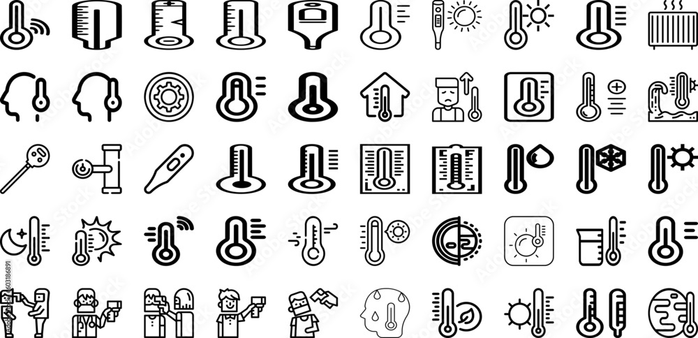 Set Of Temperature Icons Collection Isolated Silhouette Solid Icons ...