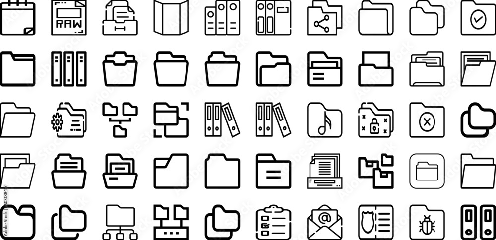 Set Of Folder Icons Collection Isolated Silhouette Solid Icons ... Set Of Folder Icons Collection Isolated Silhouette Solid Icons ...