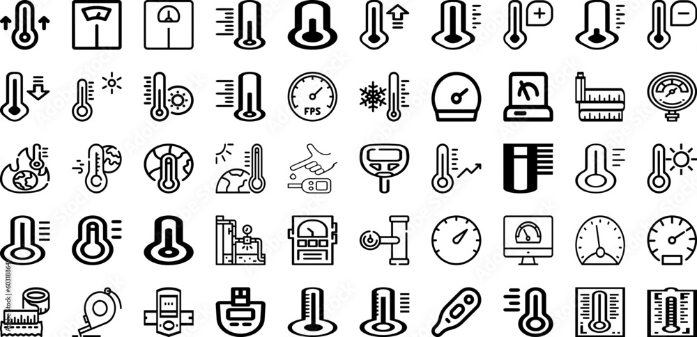 Set Of Meter Icons Collection Isolated Silhouette Solid Icons Including ...