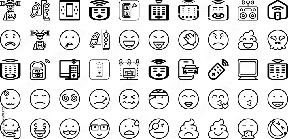 Set Of Emote Icons Collection Isolated Silhouette Solid Icons Including ...