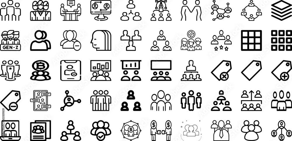 Vetor de Set Of Group Icons Collection Isolated Silhouette Solid Icons ...
