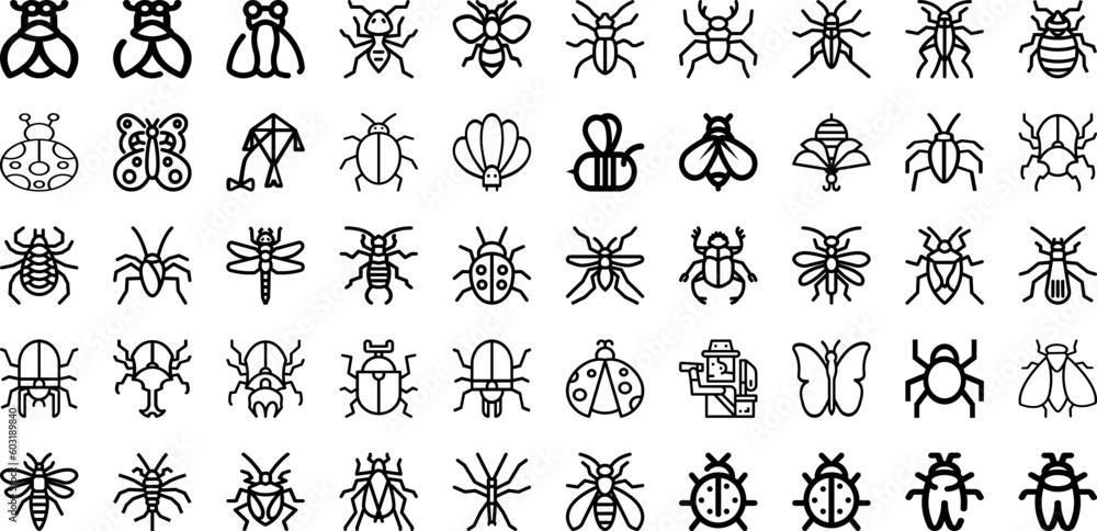 Set Of Insect Icons Collection Isolated Silhouette Solid Icons ...