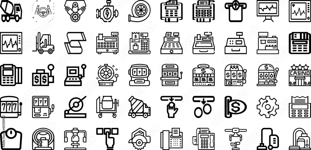 Set Of Machine Icons Collection Isolated Silhouette Solid Icons ...