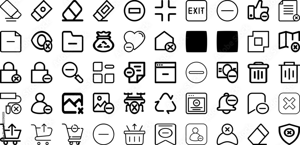 Set Of Remove Icons Collection Isolated Silhouette Solid Icons ...