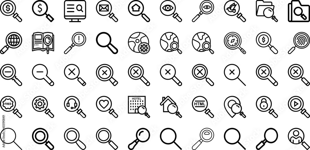 Set Of Magnify Icons Collection Isolated Silhouette Solid Icons ...