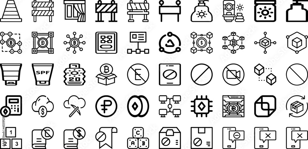 Set Of Block Icons Collection Isolated Silhouette Solid Icons Including ...