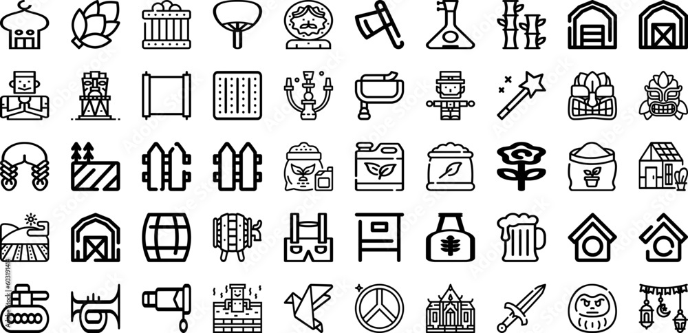 Set Of Culture Icons Collection Isolated Silhouette Solid Icons ...
