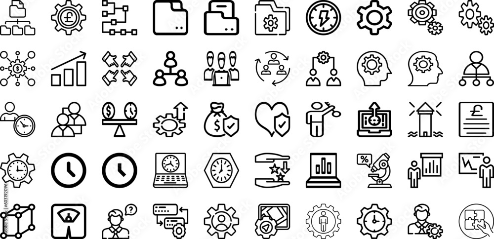 Set Of Management Icons Collection Isolated Silhouette Solid Icons ...