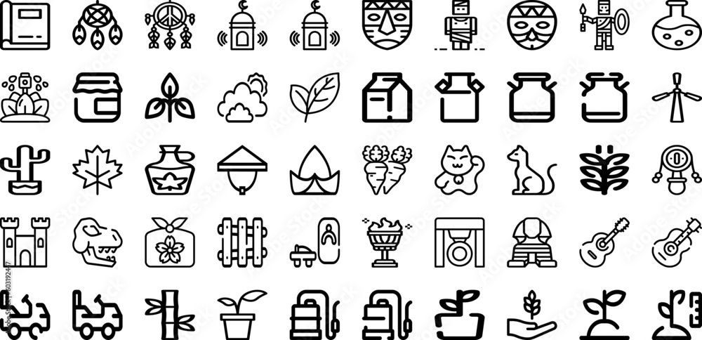 Set Of Culture Icons Collection Isolated Silhouette Solid Icons ...