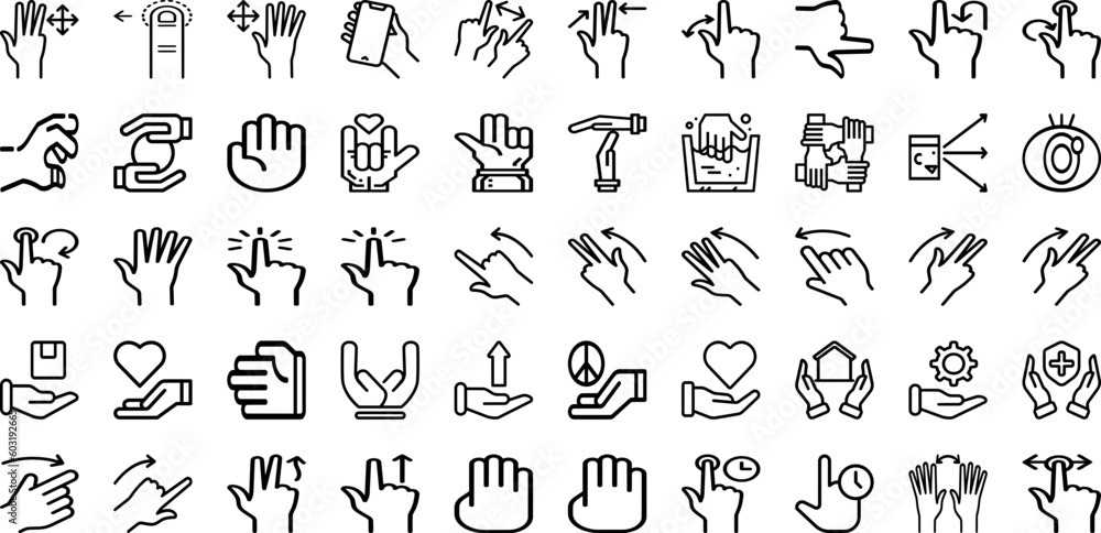 Set Of Gesture Icons Collection Isolated Silhouette Solid Icons ...