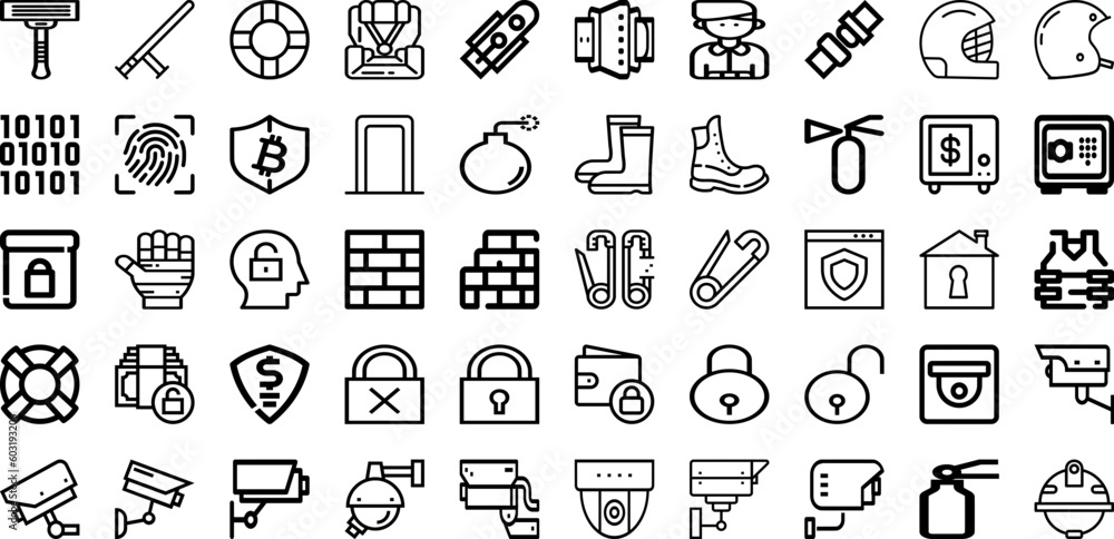 Set Of Safety Icons Collection Isolated Silhouette Solid Icons ...
