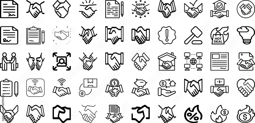 Set Of Deal Icons Collection Isolated Silhouette Solid Icons Including ...