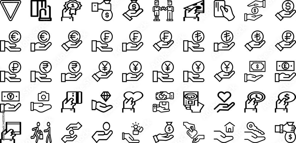 Vetor de Set Of Give Icons Collection Isolated Silhouette Solid Icons ...