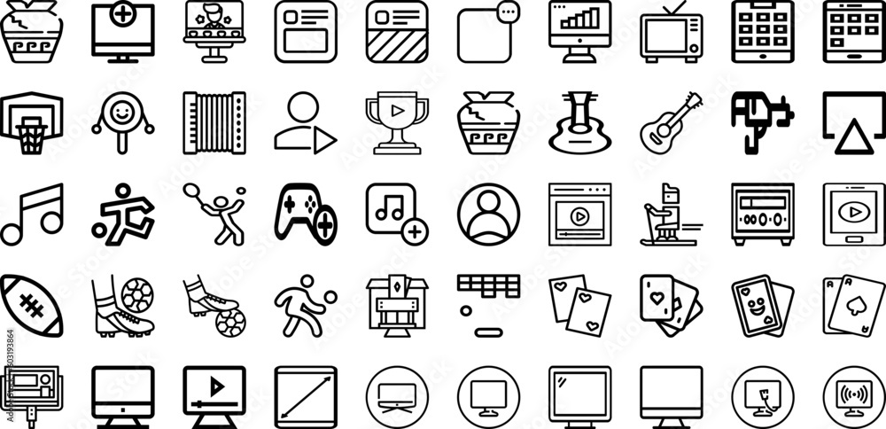 Set Of Play Icons Collection Isolated Silhouette Solid Icons Including ...
