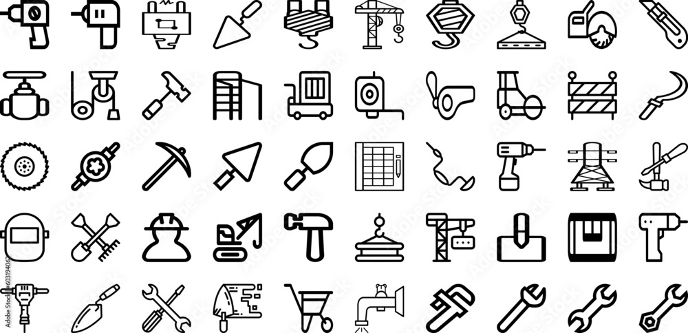 Set Of Tool Icons Collection Isolated Silhouette Solid Icons Including ...