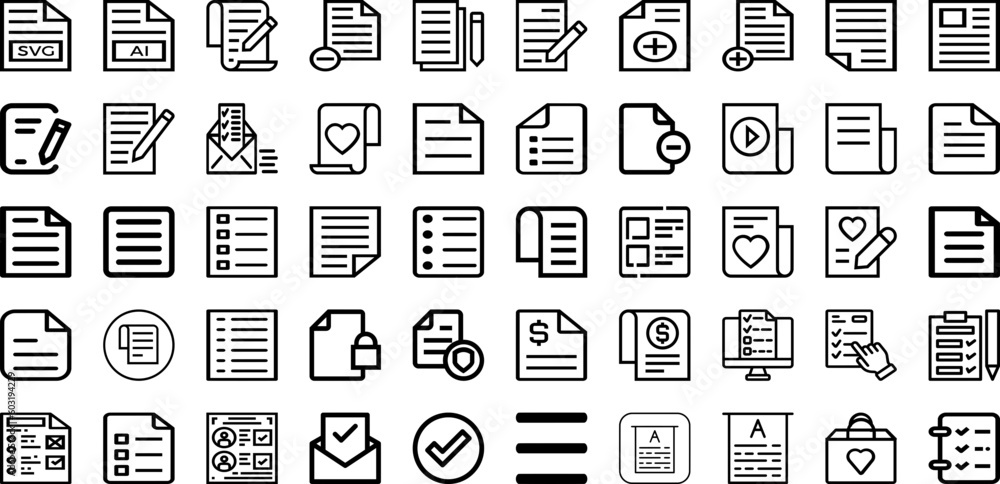 Set Of List Icons Collection Isolated Silhouette Solid Icons Including ...