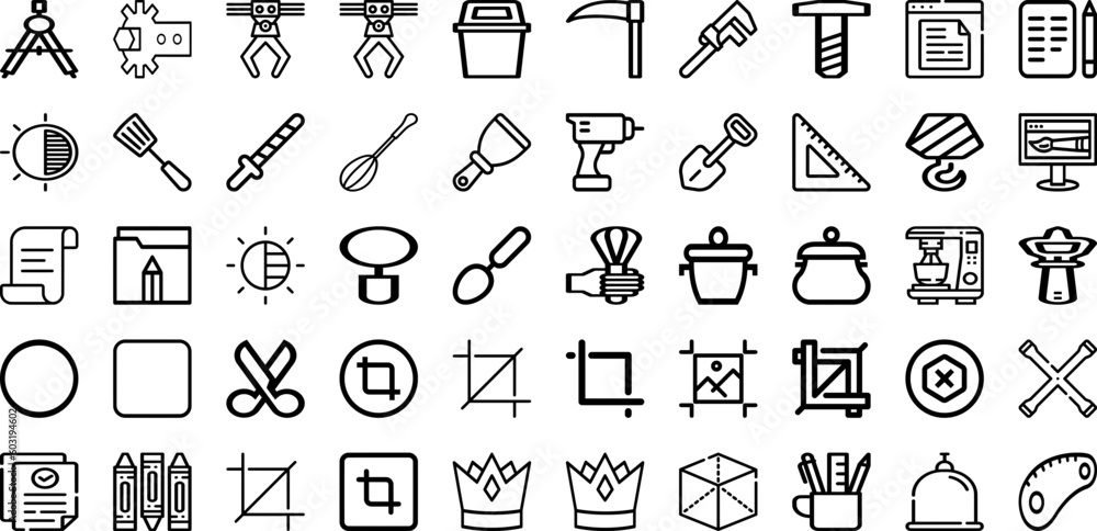 Set Of Tool Icons Collection Isolated Silhouette Solid Icons Including ...