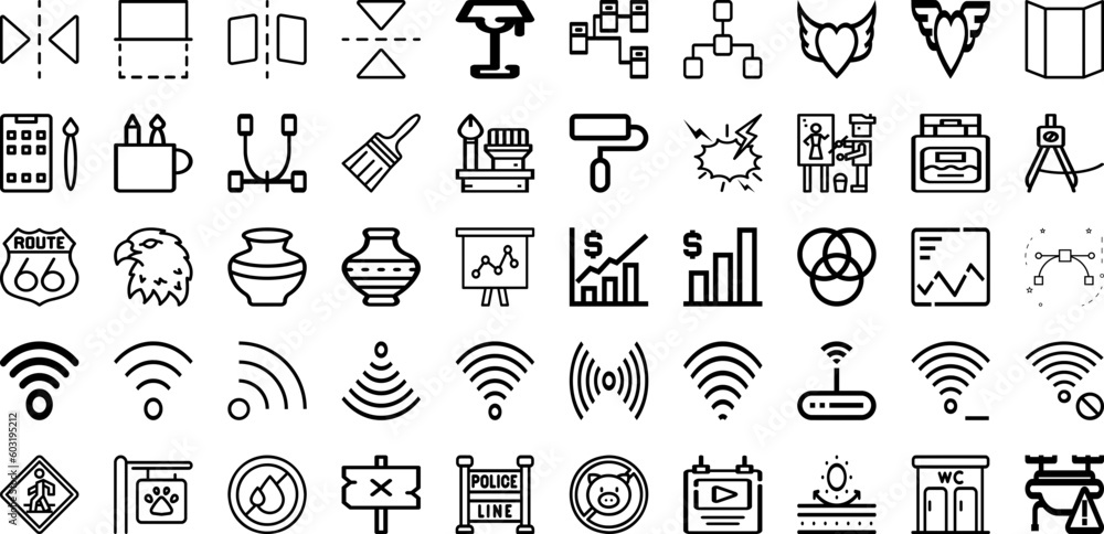 Set Of Sign Icons Collection Isolated Silhouette Solid Icons Including ...