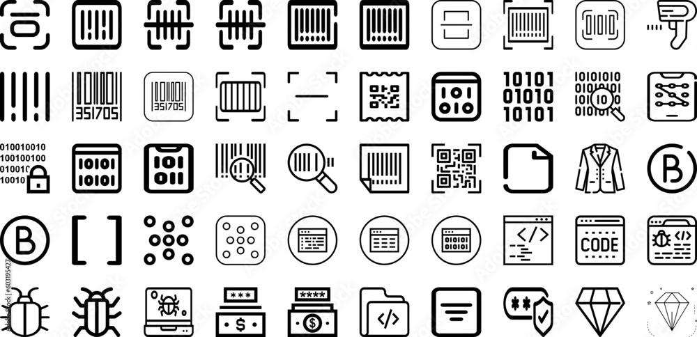 Set Of Code Icons Collection Isolated Silhouette Solid Icons Including ...