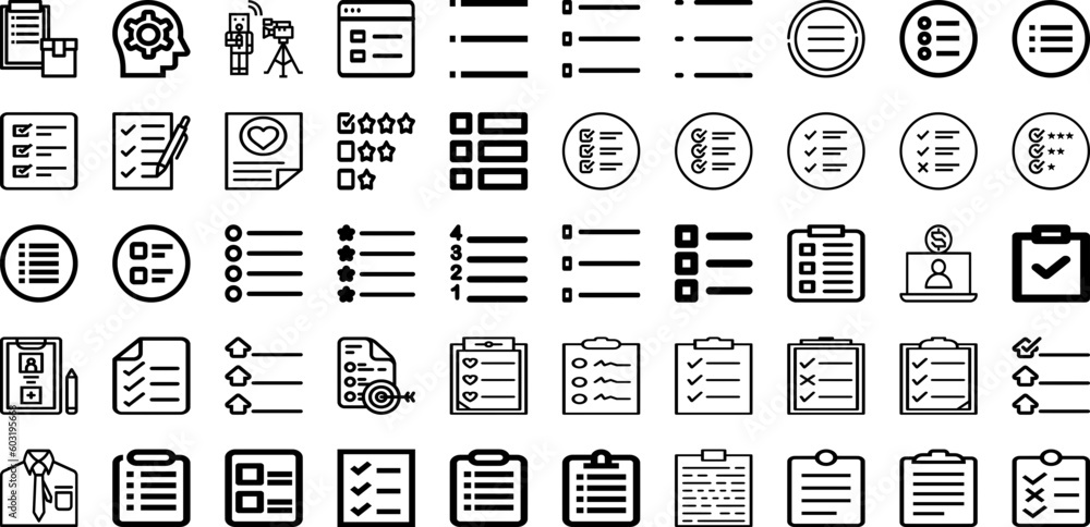Set Of List Icons Collection Isolated Silhouette Solid Icons Including ...