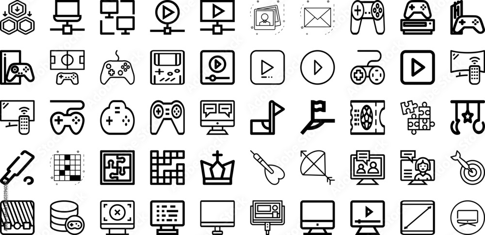 Set Of Play Icons Collection Isolated Silhouette Solid Icons Including ...