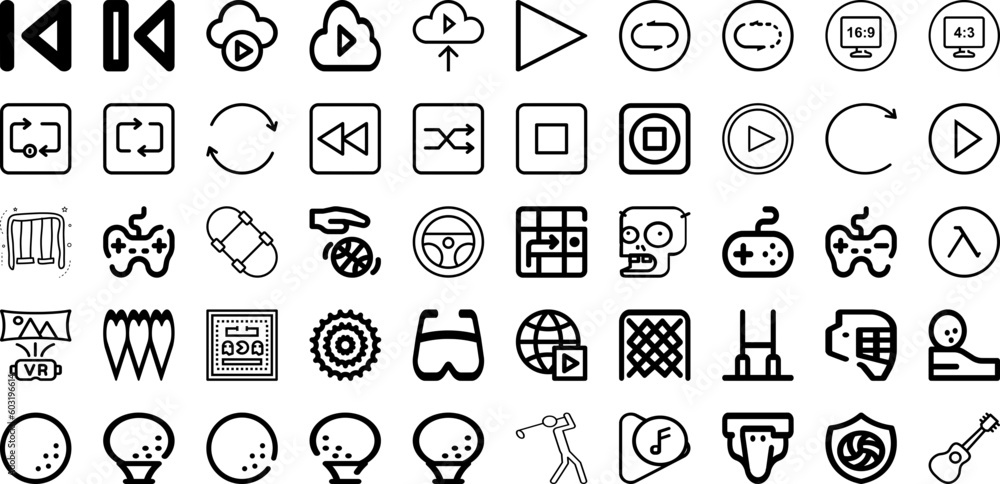 Set Of Play Icons Collection Isolated Silhouette Solid Icons Including ...