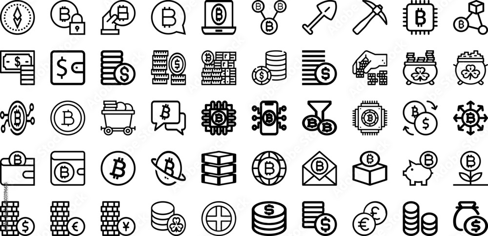 Set Of Coin Icons Collection Isolated Silhouette Solid Icons Including ...