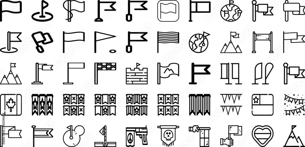 Fototapeta Set Of Flag Icons Collection Isolated Silhouette Solid Icons ...