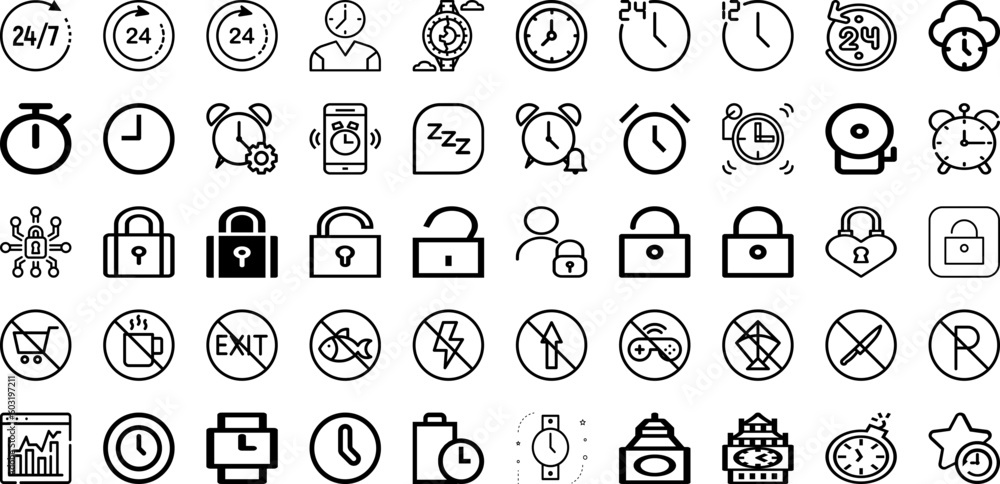 Set Of Lock Icons Collection Isolated Silhouette Solid Icons Including ...