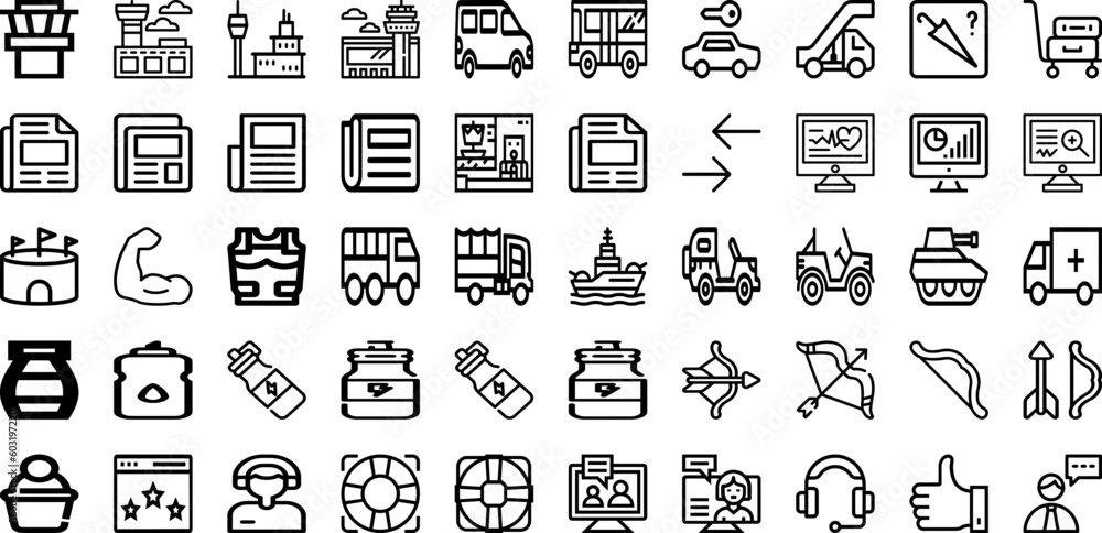 Set Of Port Icons Collection Isolated Silhouette Solid Icons Including ...