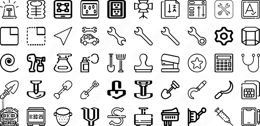 Set Of Tool Icons Collection Isolated Silhouette Solid Icons Including ...