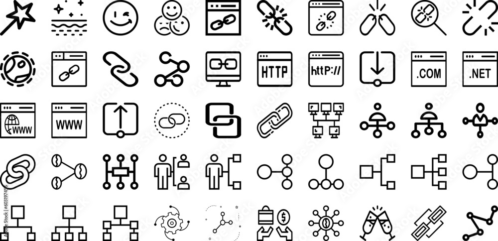 Set Of Link Icons Collection Isolated Silhouette Solid Icons Including ...