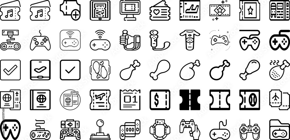 Set Of Tick Icons Collection Isolated Silhouette Solid Icons Including ...
