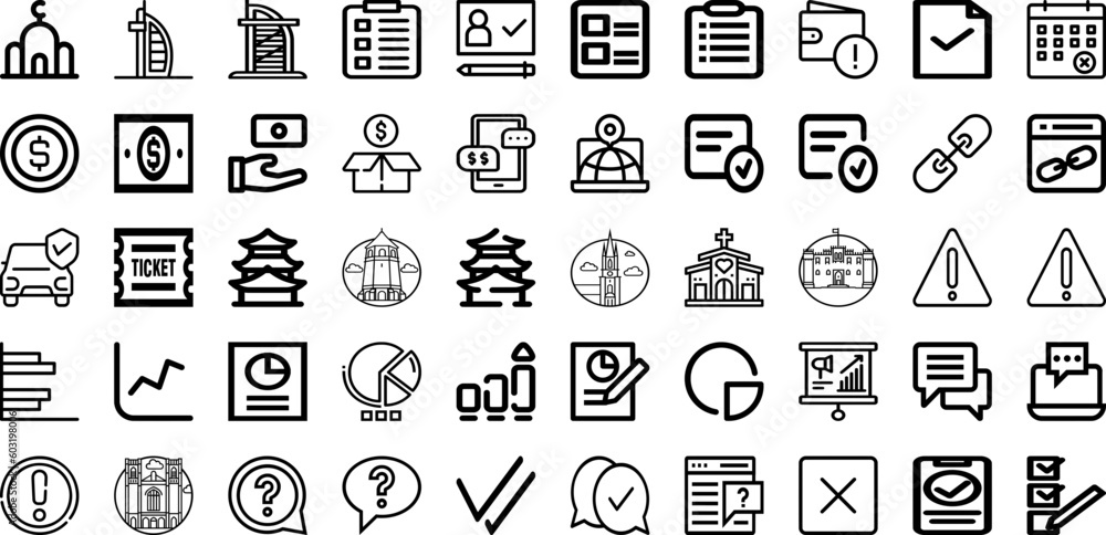 Set Of Mark Icons Collection Isolated Silhouette Solid Icons Including ...