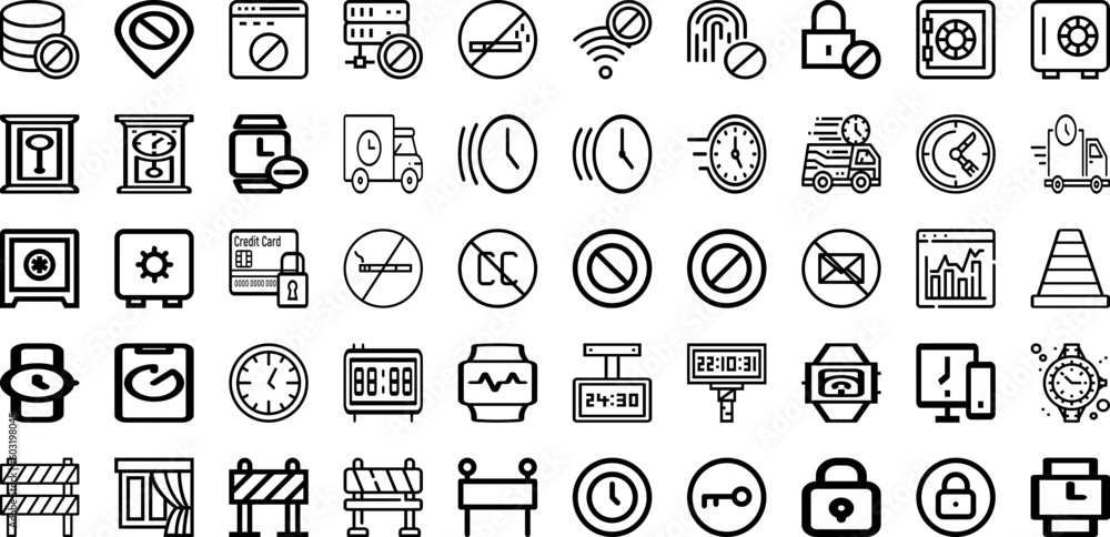 Set Of Lock Icons Collection Isolated Silhouette Solid Icons Including ...