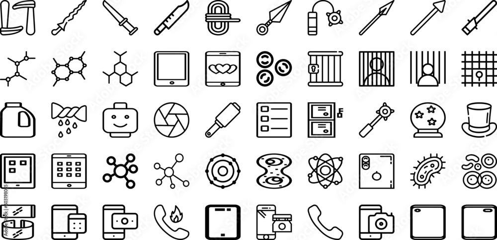 Vetor do Stock: Set Of Cell Icons Collection Isolated Silhouette Solid ...