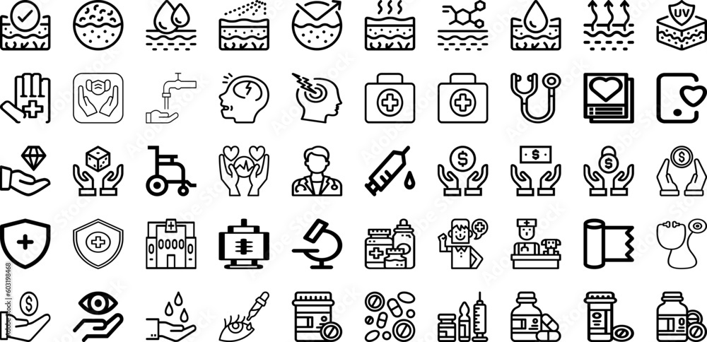 Set Of Care Icons Collection Isolated Silhouette Solid Icons Including ...