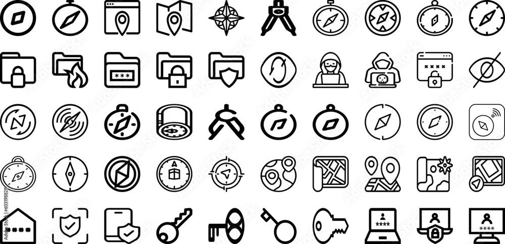 Set Of Pass Icons Collection Isolated Silhouette Solid Icons Including ...