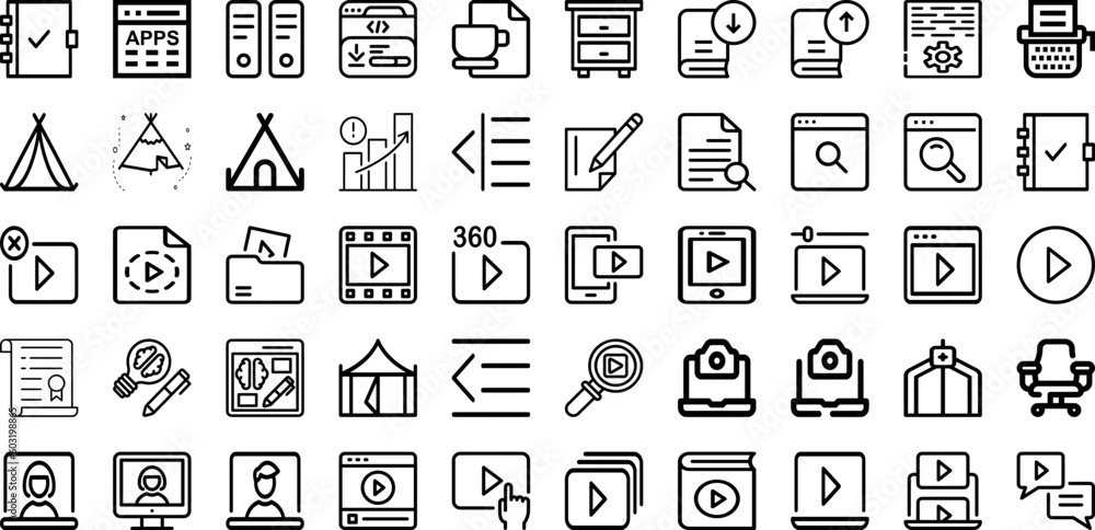 Set Of Tent Icons Collection Isolated Silhouette Solid Icons Including ...