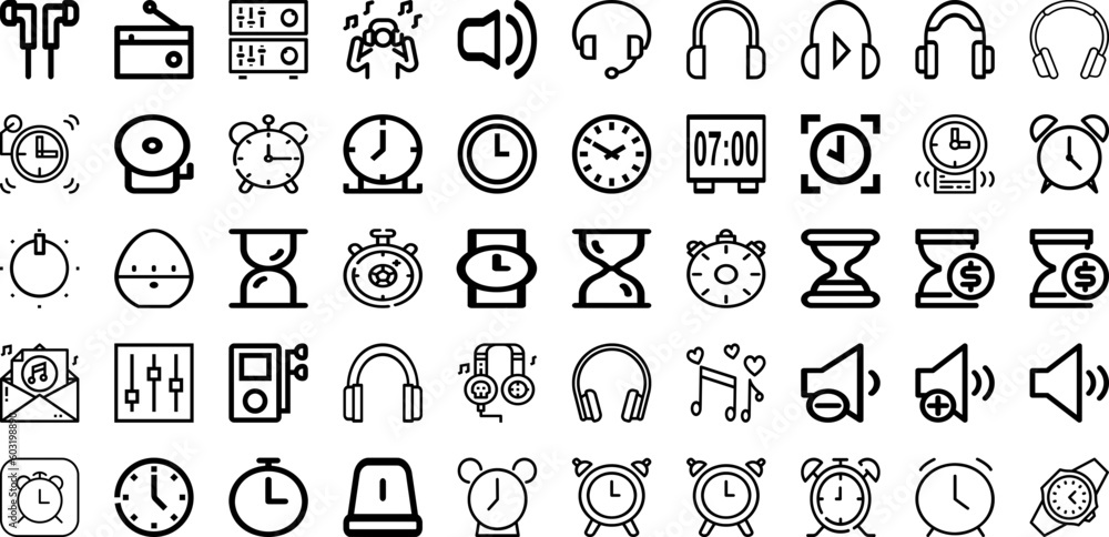 Set Of Time Icons Collection Isolated Silhouette Solid Icons Including ...