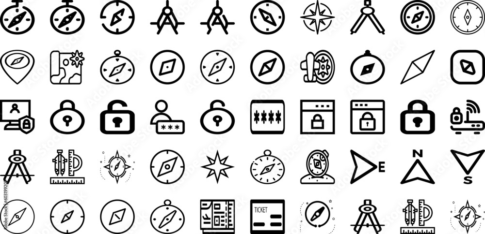 Set Of Pass Icons Collection Isolated Silhouette Solid Icons Including ...