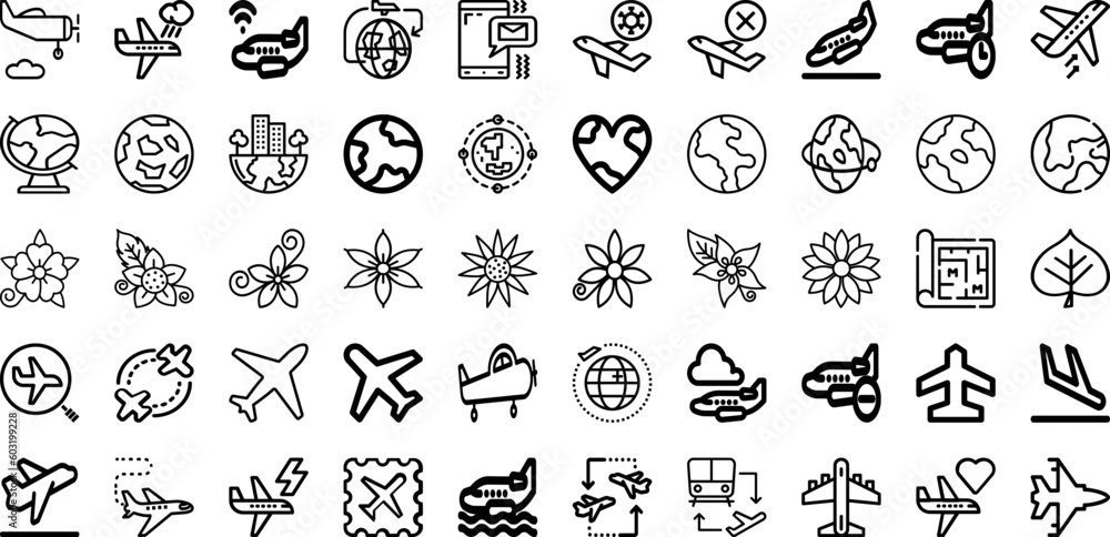 Set Of Plan Icons Collection Isolated Silhouette Solid Icons Including ...