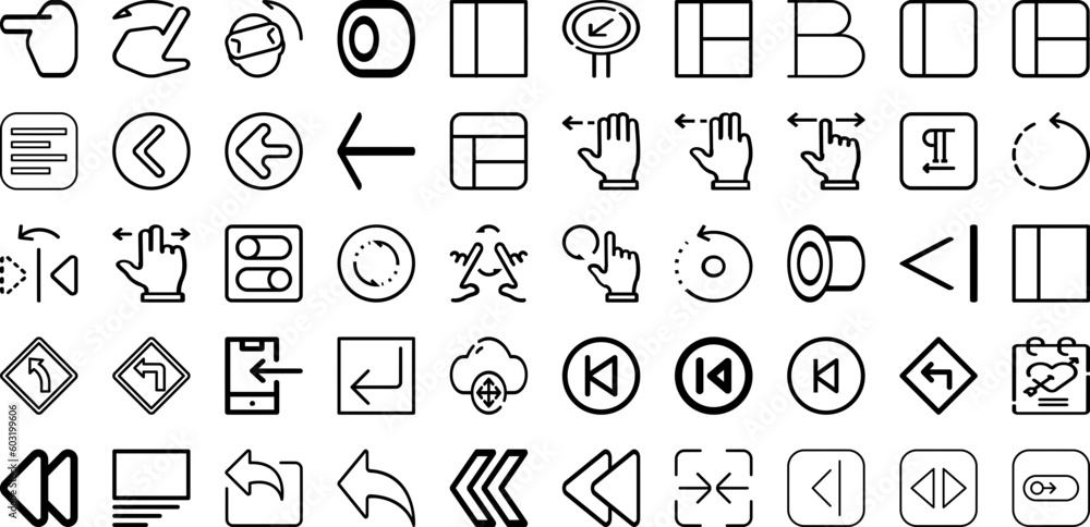 Set Of Left Icons Collection Isolated Silhouette Solid Icons Including ...