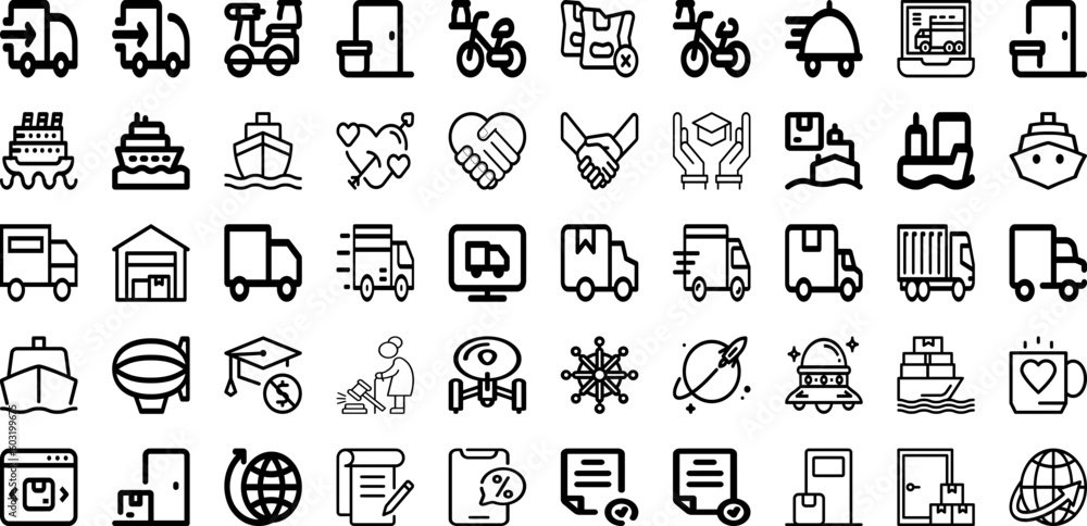 Set Of Ship Icons Collection Isolated Silhouette Solid Icons Including ...