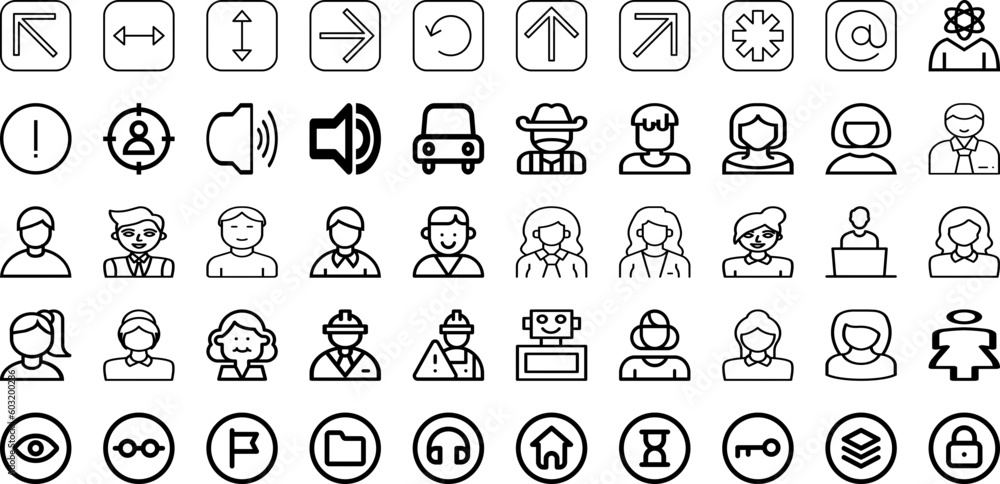 Set Of User Icons Collection Isolated Silhouette Solid Icons Including ...