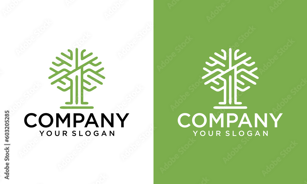 number 1 one with tree abstract green logo symbol icon vector graphic ...